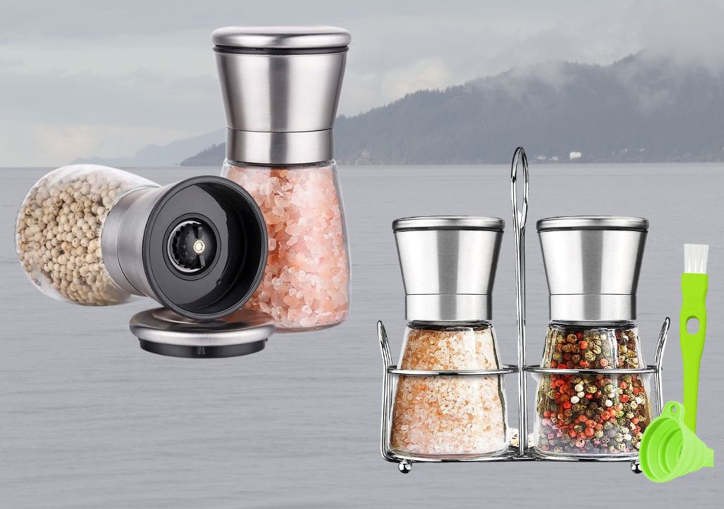 Refillable Salt And Pepper Grinder With Stand | Missy Goes Boating
